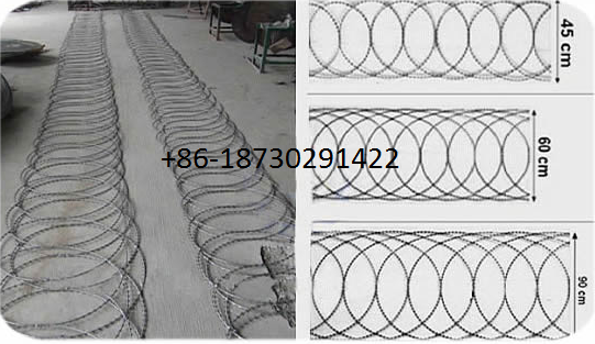 450mm coil diameter Razor wire flat wrap coils as a clapped into a flat ...